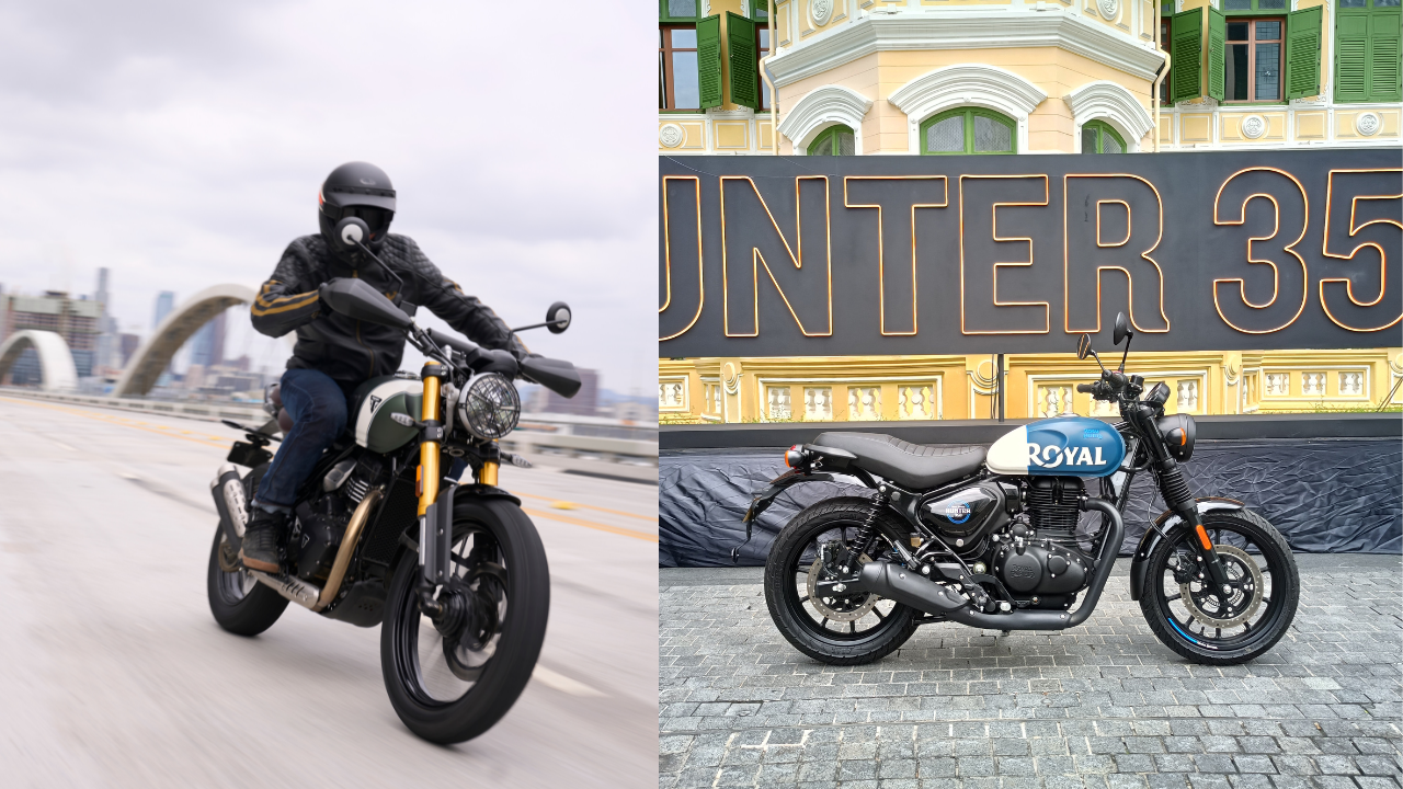 Triumph Scrambler 400 X vs Royal Enfield Hunter 350: Dimension ...