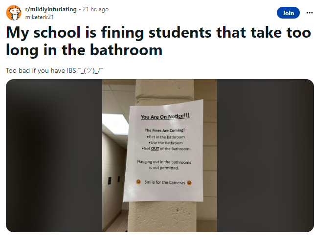 School Displays Warning Note For Students From Hanging Out in Bathroom ...