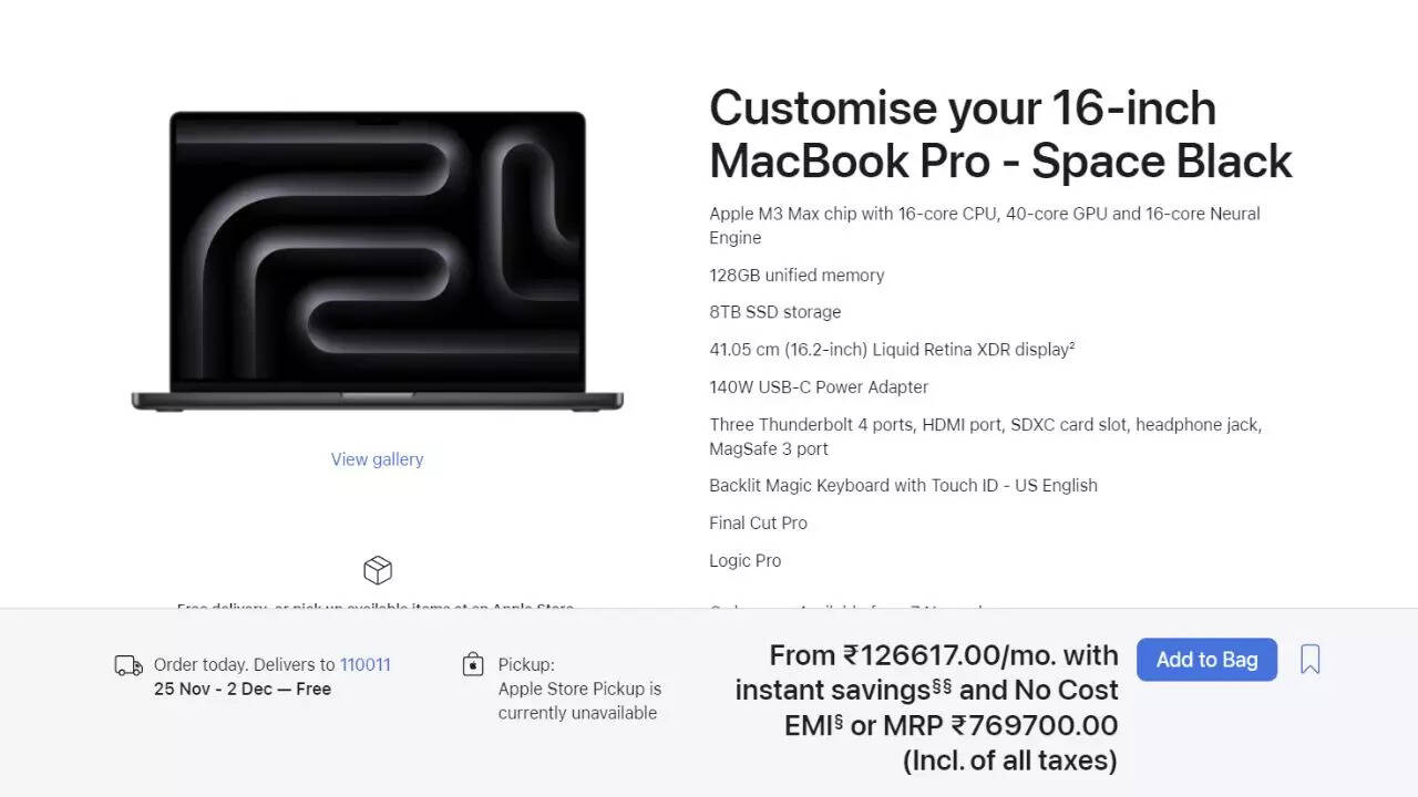 The latest MacBook Pro with M3 Max, 128GB of RAM will cost you up to Rs ...