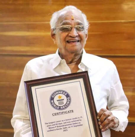 97-year-old Advocate P Balasubramanian Menon Kerala Guinness Book of ...