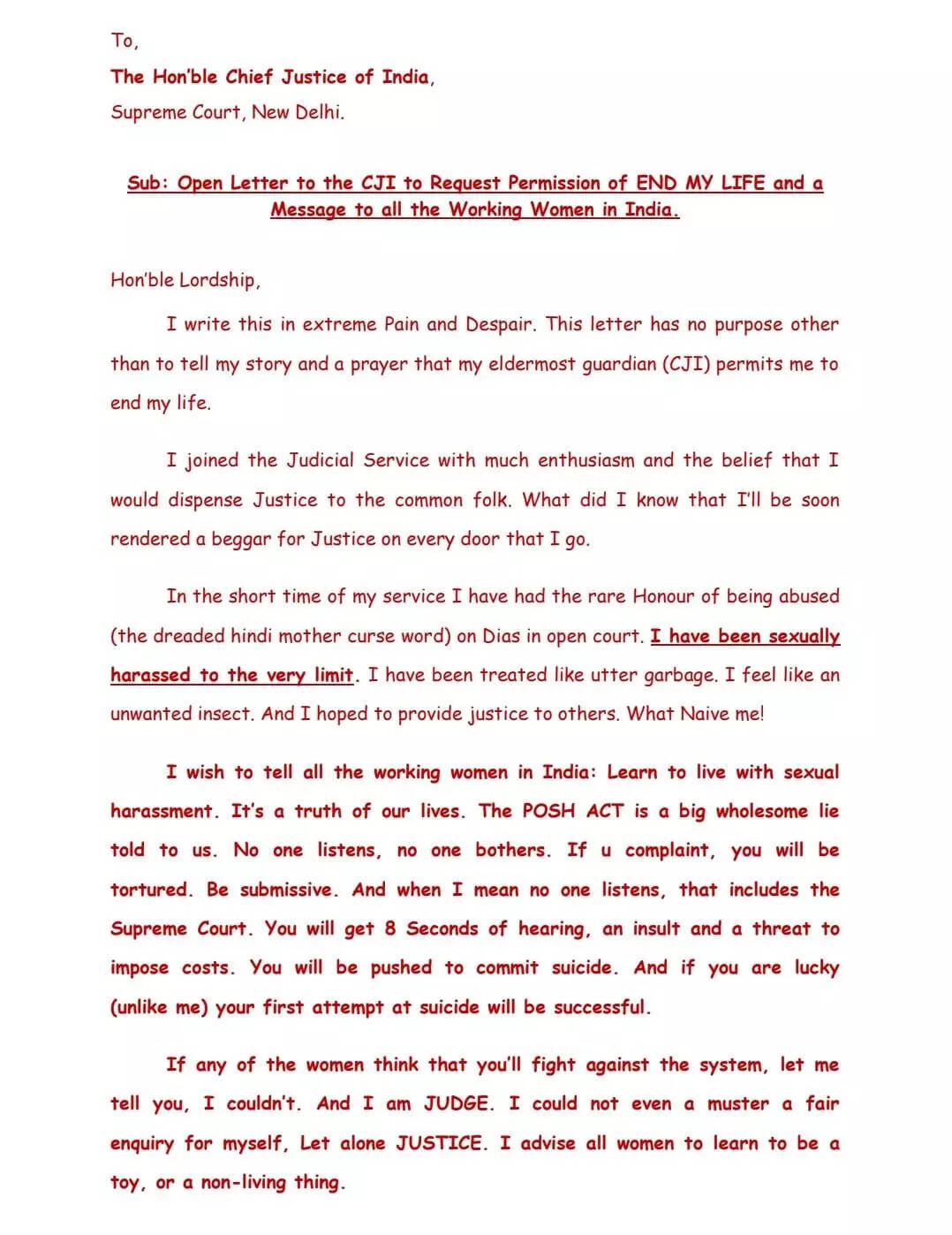 Feel Like Unwanted Insect Up Judge Seeks Permission To End Her Life