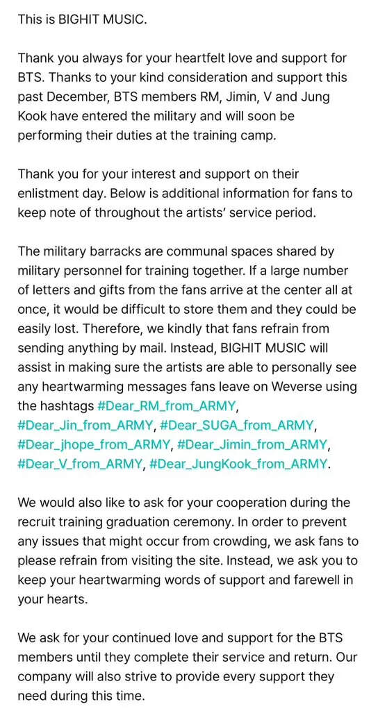 BTS' Label Asks Fans NOT To Send Letters And Visit Jungkook, Jimin, V ...