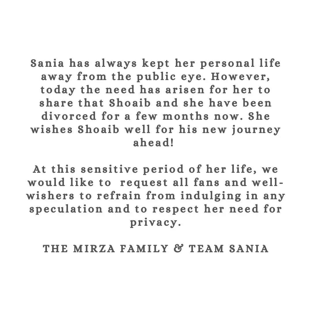 Have Been Divorced For A Few Months...: Sania Mirza Breaks Silence On ...
