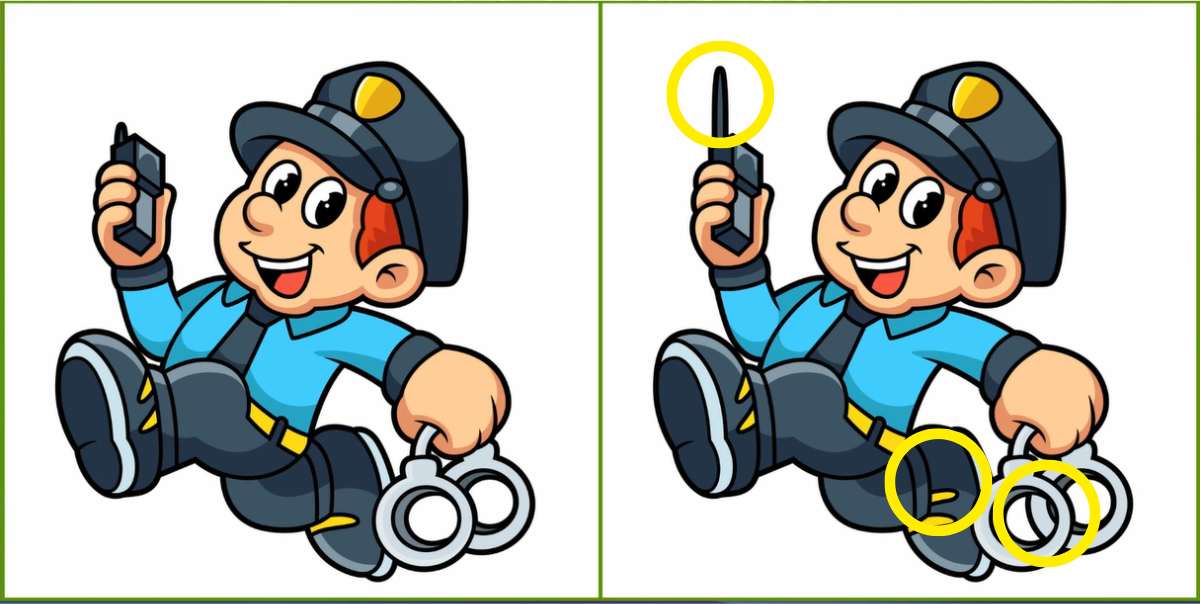 Puzzle: Find 3 Differences Between Pictures of Police Officer Within 10 ...