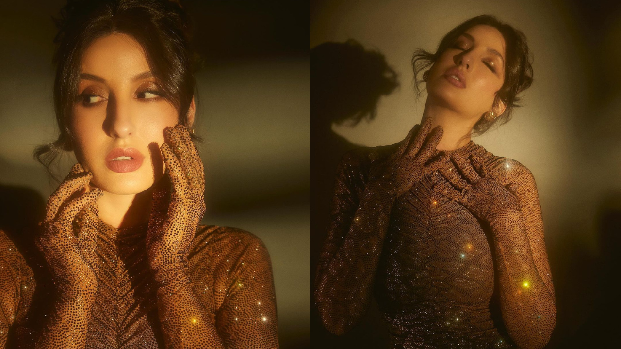 Nora Fatehi Turns Heads In A Drenched Glitter Bodycon Fit | Celeb Style ...
