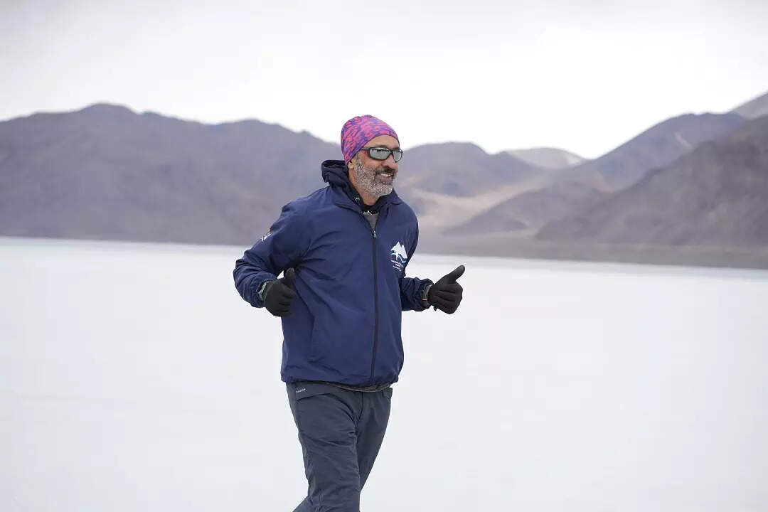 Pangong Frozen Lake Marathon: An Icy Message: Frozen Pangong Lake ...