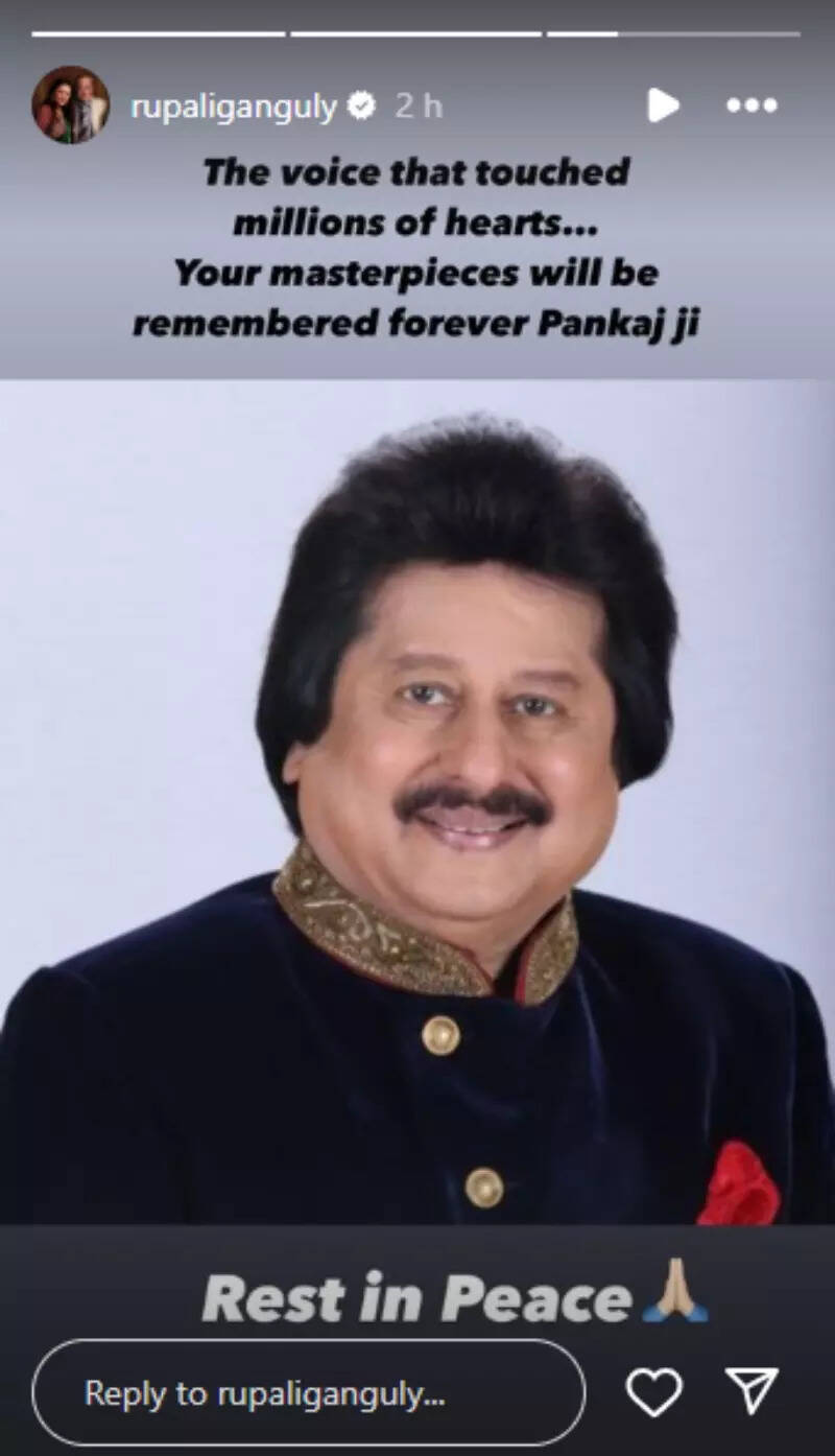 RIP Pankaj Udhas: Rupali Ganguly To Sachin Shroff; TV Celebs Mourn ...
