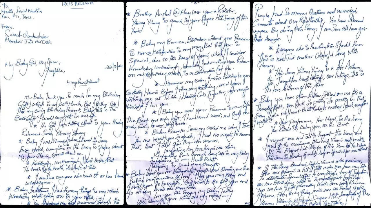 Sukesh Chandrashekhar Claims Jacqueline Fernandez's Yimmy Yimmy Is ...