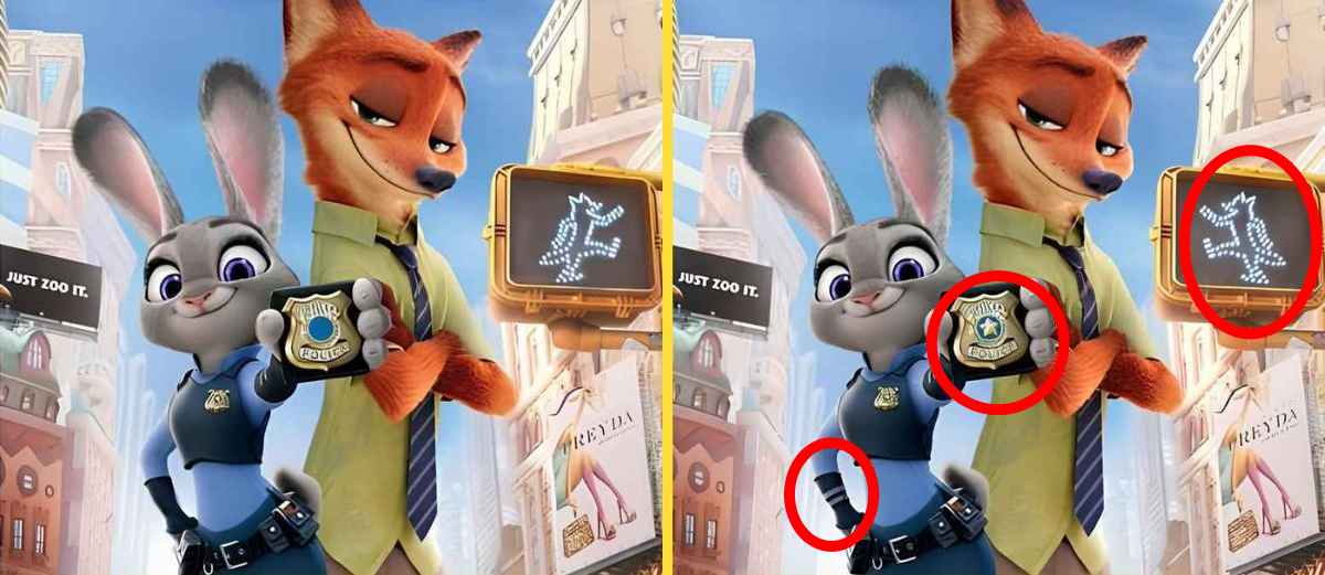 Brain Teaser: Can You Find The 3 Differences In These Zootopia Pictures ...