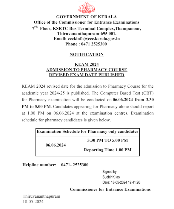 KEAM 2024 Pharmacy Exam Date Revised; Check New Schedule Here | Times Now