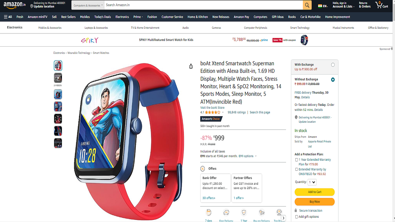 स्मार्टवॉचवर तब्बल 92 टक्क्यांपर्यंत Discount, 11,999 रुपयांचा Smartwatch मिळतोय 999 रुपयांत ...