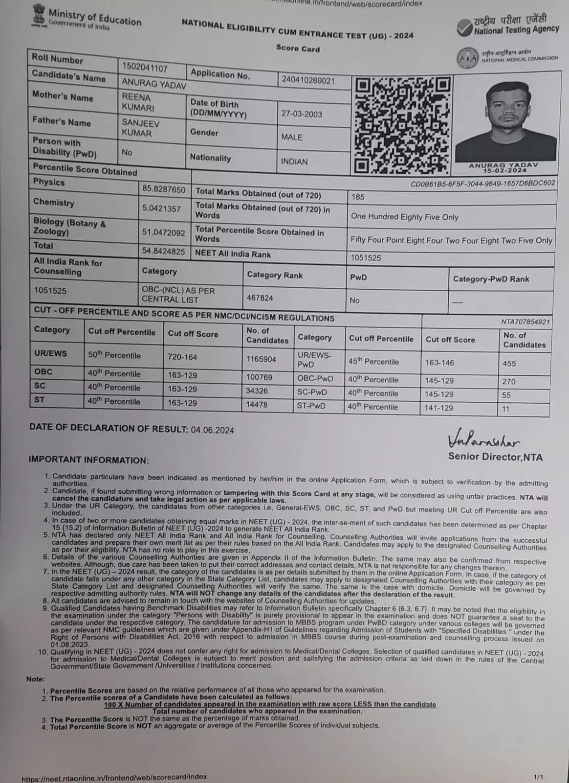 NEET 2024 Paper Leak Case: Marksheet of Arrested NEET Candidate Accessed, Scored 5 in Chemistry ...
