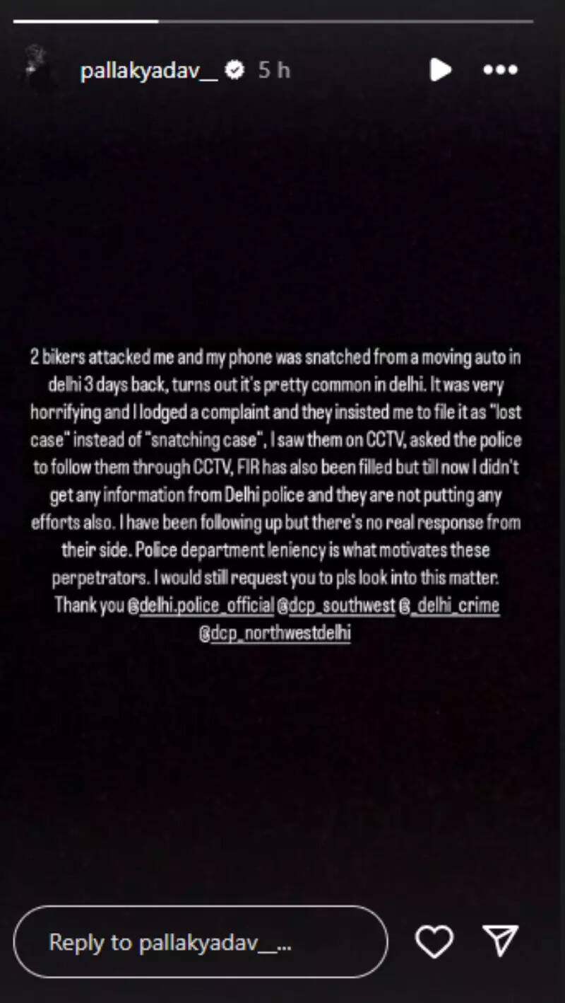 Splitsvilla 13 Finalist Pallak Yadav Attacked By 2 Bikers In Delhi ...