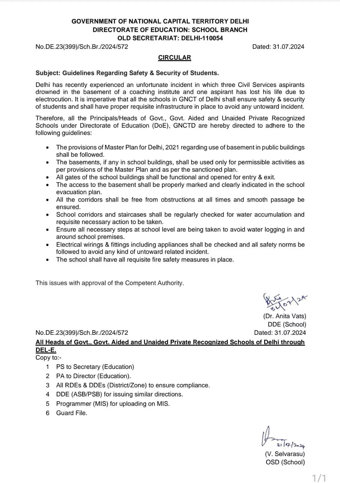 Delhi Coaching Centre Tragedy: DOE Issues Safety Guidelines For Schools ...