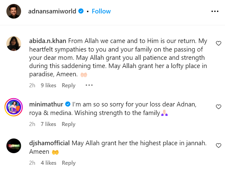 Adnan Sami's Mother Begum Naureen Sami Khan Dies At 77, Singer Shares ...
