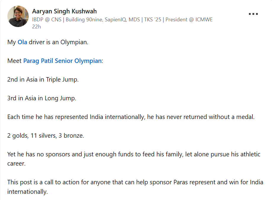 '2 Golds,11 Silvers': Mumbai Entrepreneur’s Heartwarming Encounter With His Olympian Ola Driver ...