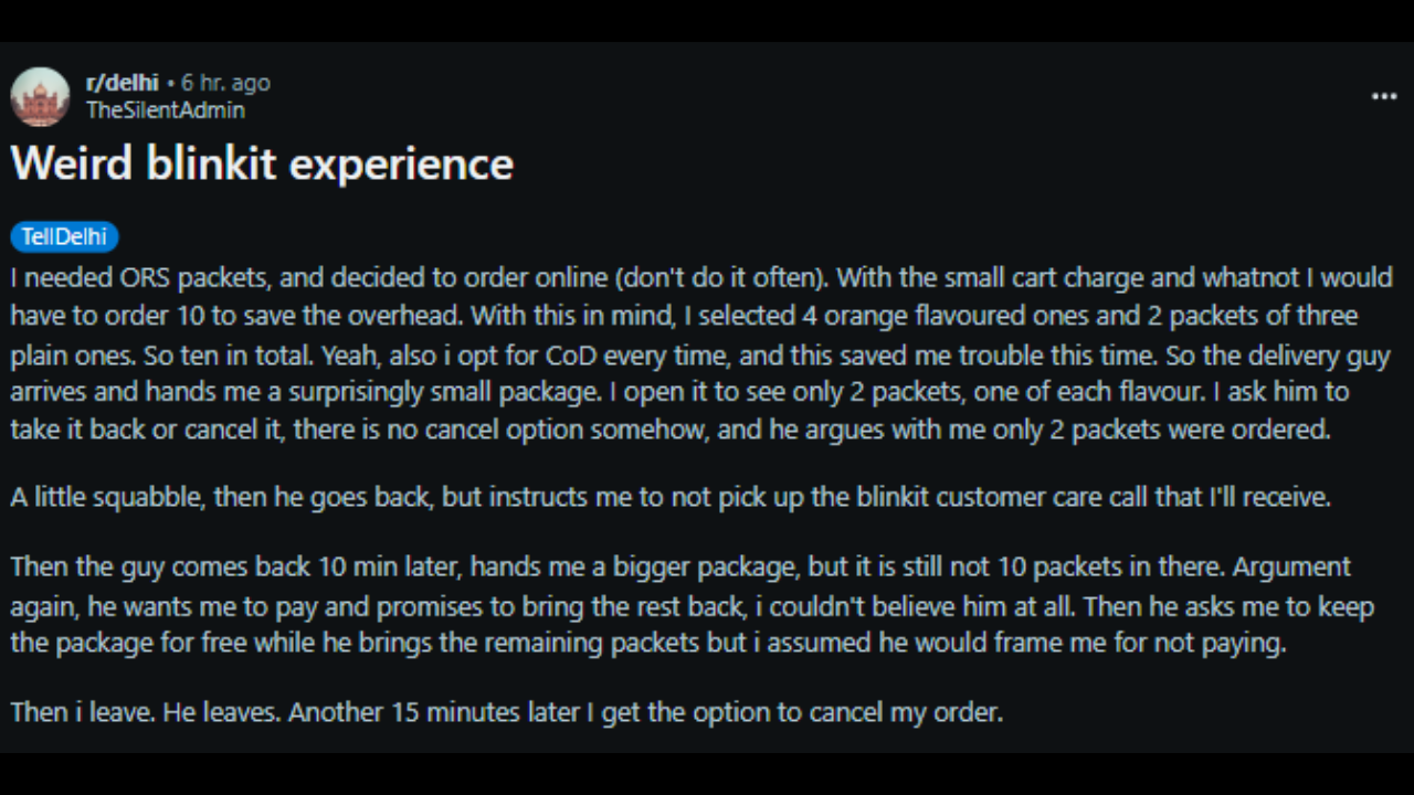 Delhi Man Recalls Suspicious Interaction With Blinkit Delivery Guy ...
