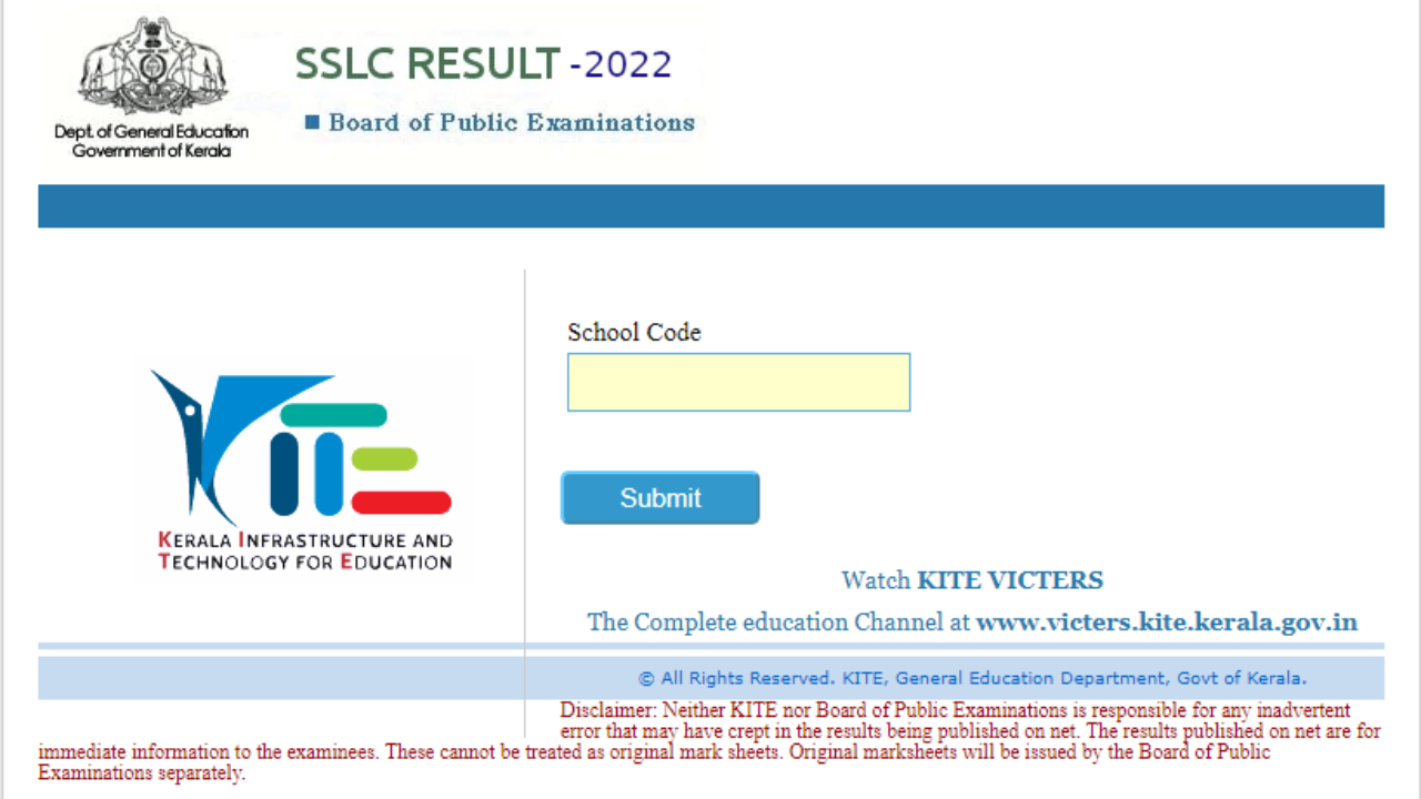 Sslc Result 2022 Declared Check Kerala Sslc School Wise Result On