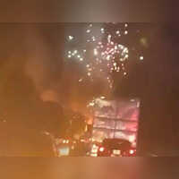 Viral video: Truck carrying over 4,500 kg of fireworks catches fire ...