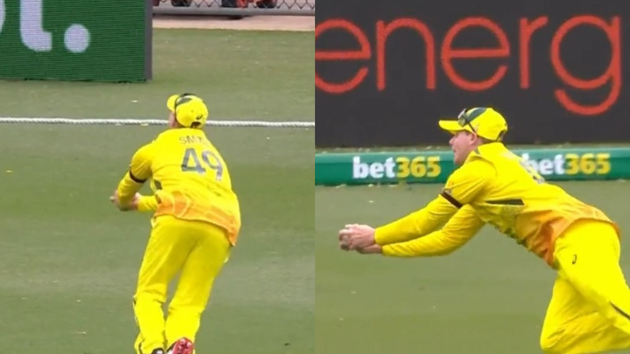 Sensational! Steve Smith grabs stunning diving catch running back to ...