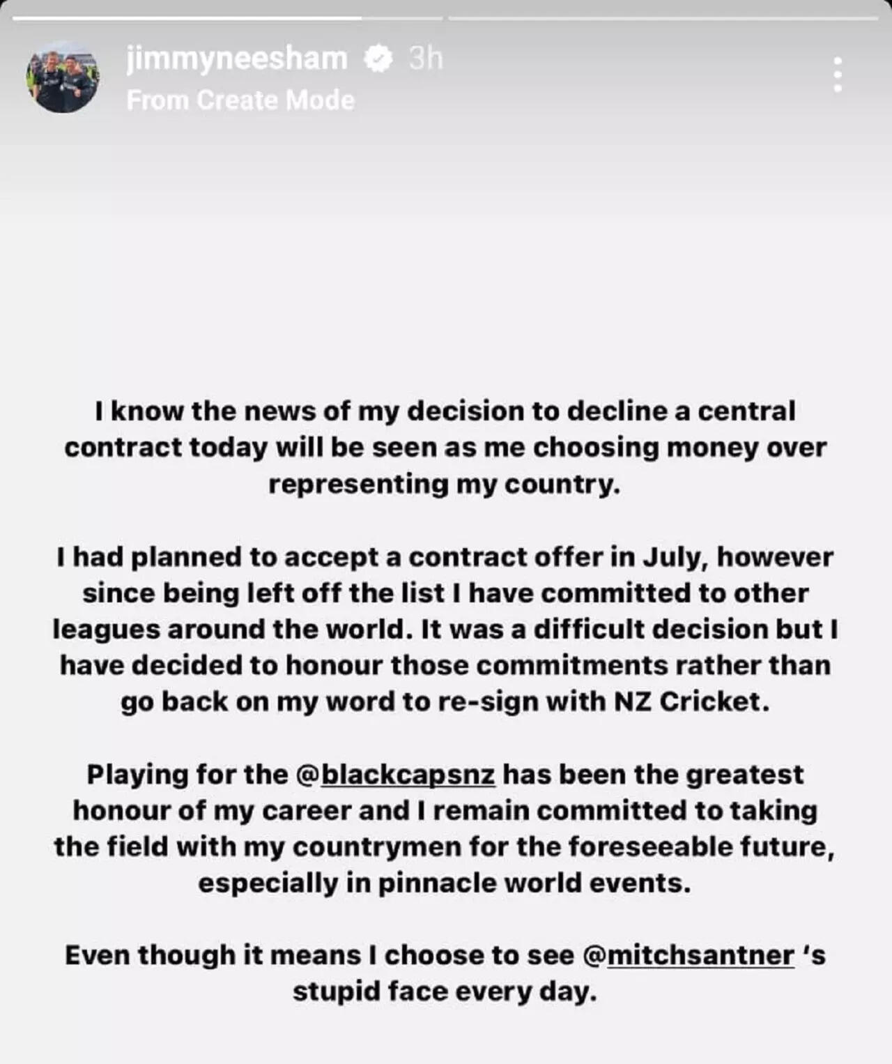 'It was a difficult decision': After Trent Boult, Jimmy Neesham also declines New Zealand's ...