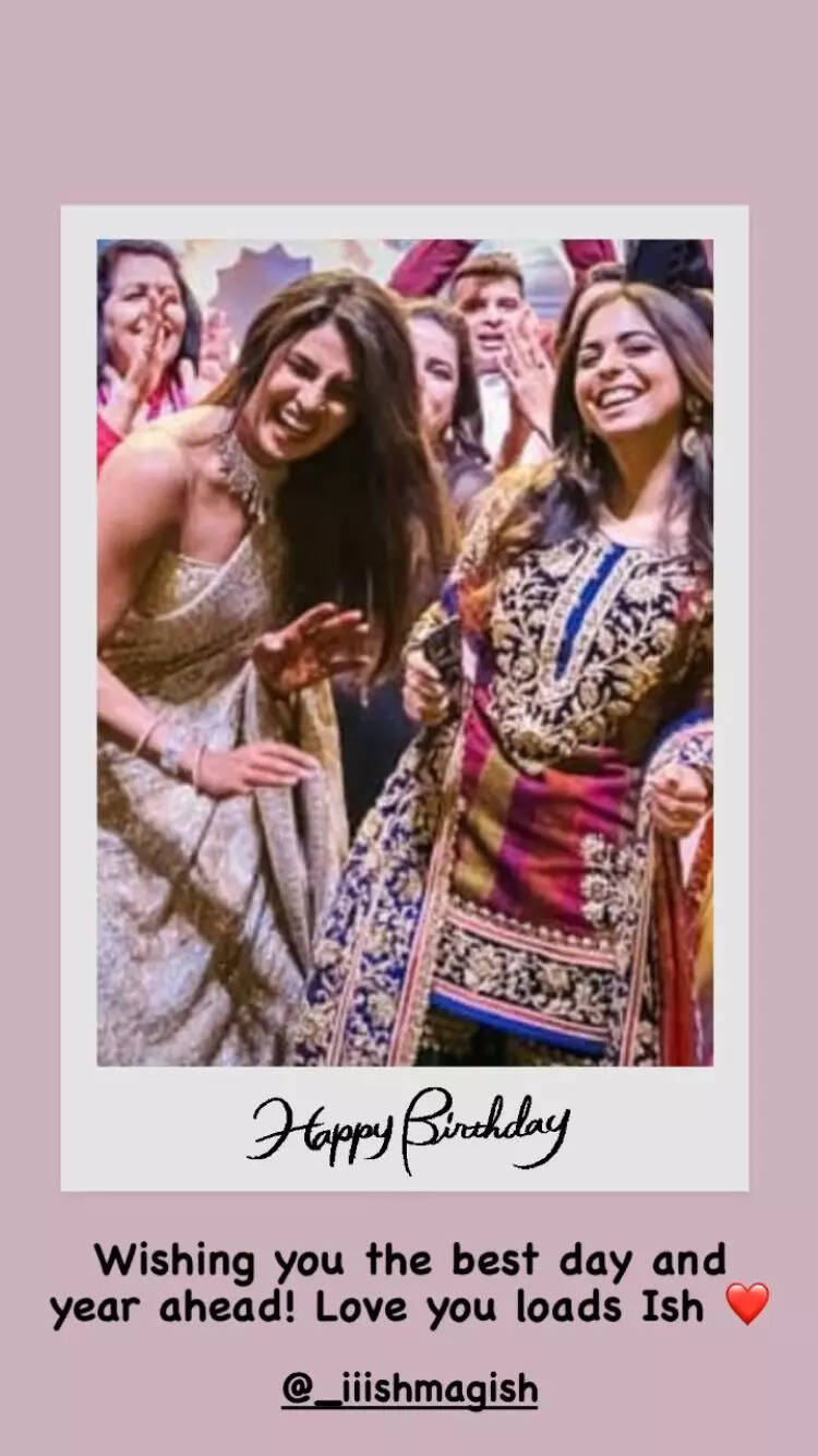Priyanka Chopra shares pic from her sangeet ceremony to wish Isha ...