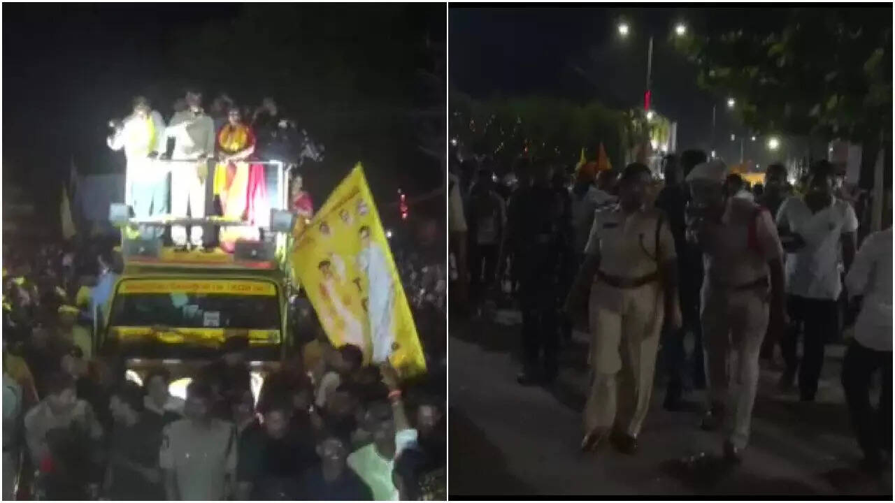 Stone hurled at Chandrababu Naidu's convoy in AP's Nandigama, 1 injured | India News, Times Now