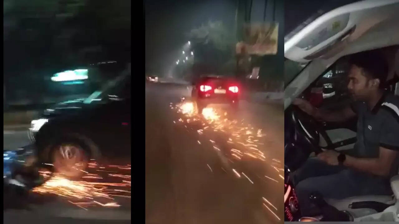 Watch on video: Man hits bikers with SUV in Ghaziabad, drags motorcycle as sparks fly during ...