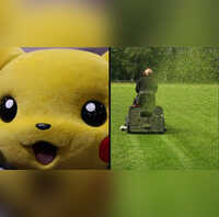 Man dressed as Pikachu runs from police on lawnmower