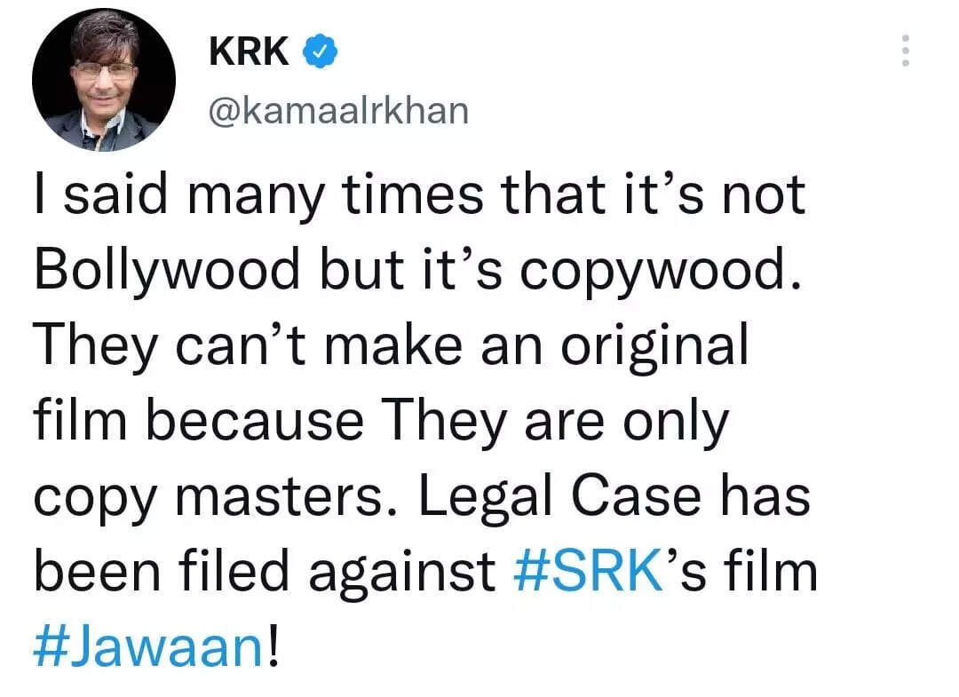 Kamaal R Khan takes a dig at Shah Rukh Khan’s Jawan, SRK fans say ...