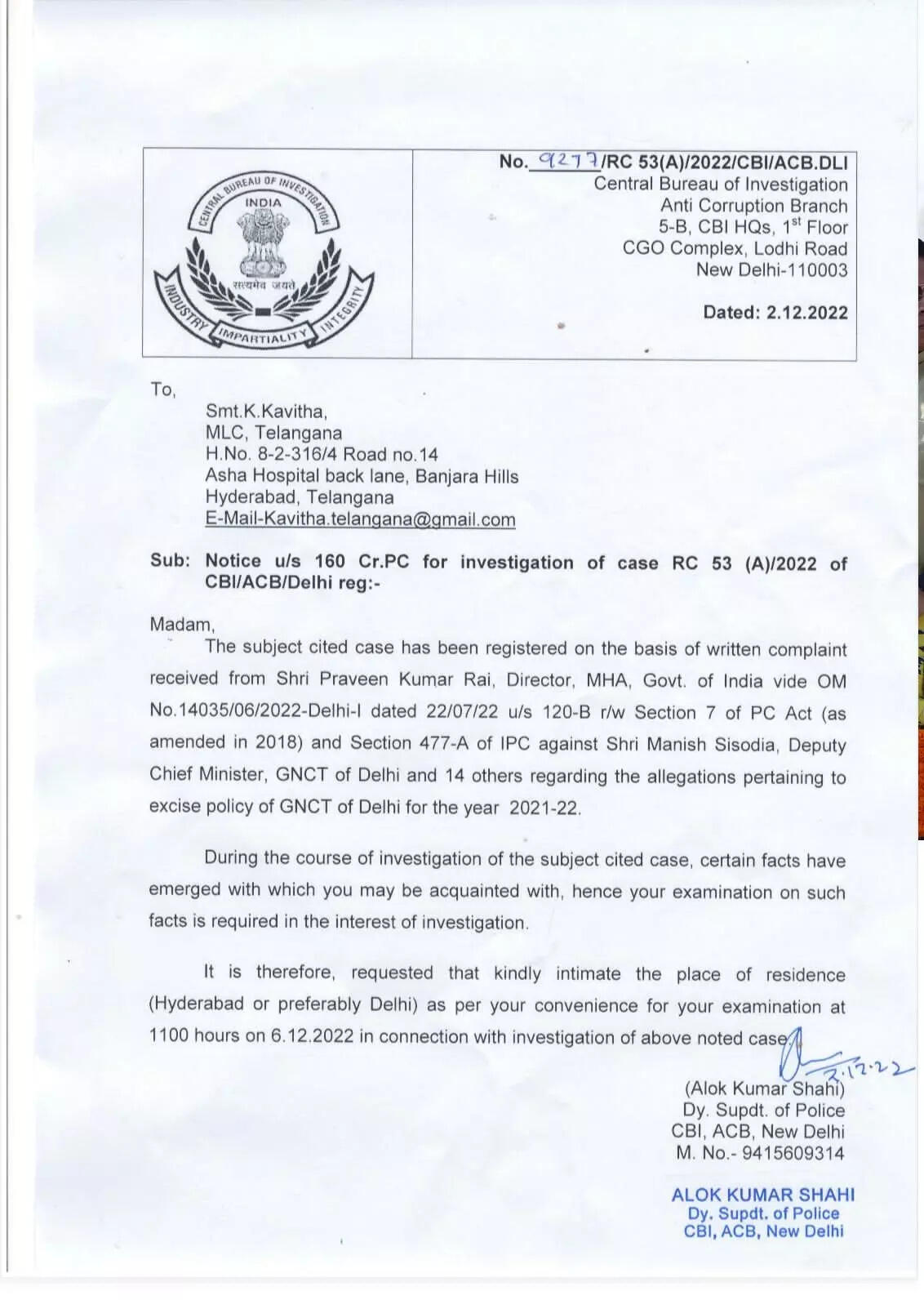 Delhi liquor policy case: Telangana CM's daughter K Kavitha summoned by CBI | India News, Times Now