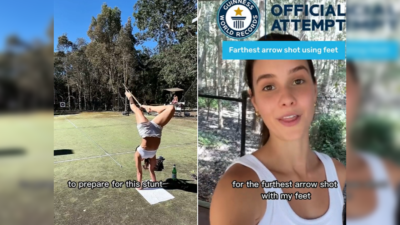 Archer performs handstand to hit bullseye using her feet; sets new ...