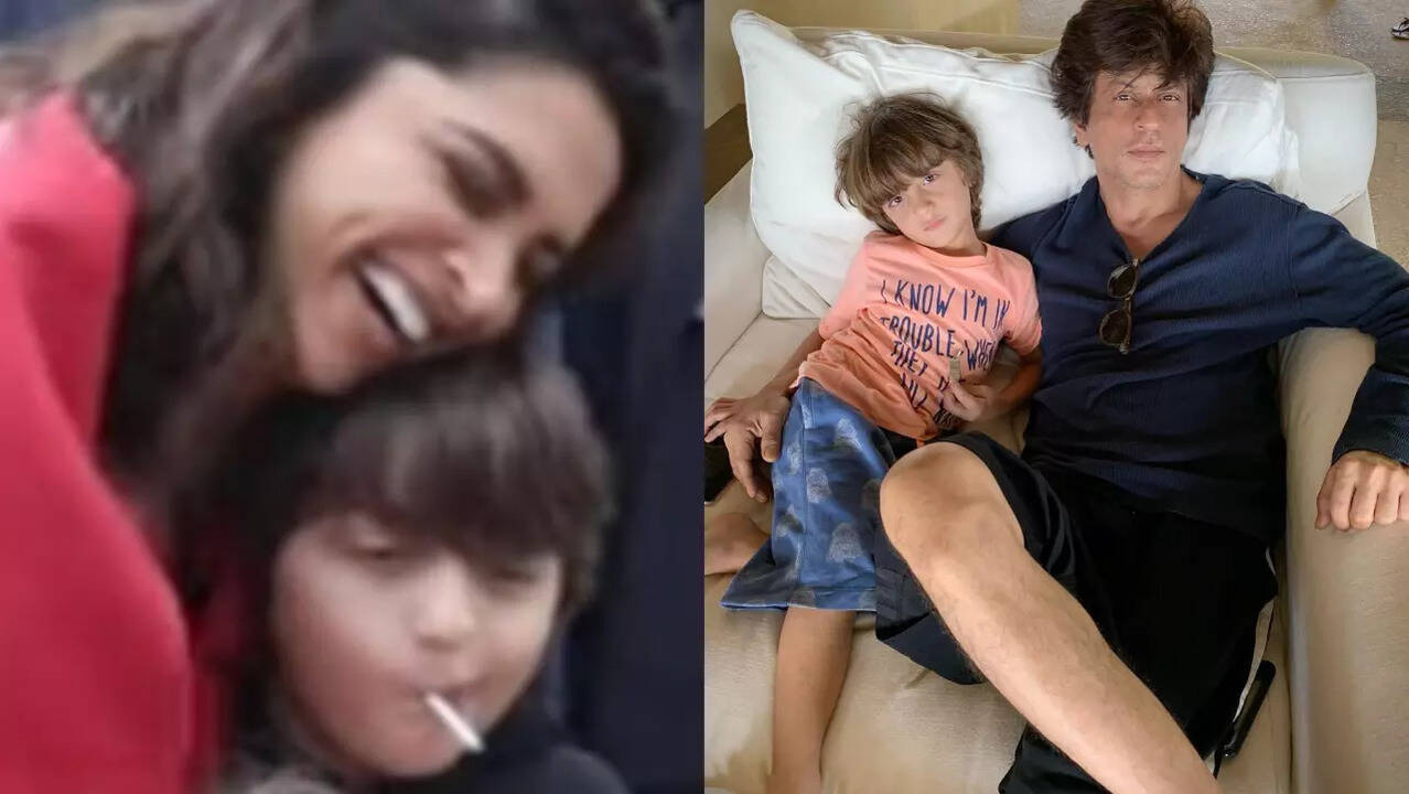 shah rukh khan's son abram khan gets tight hug from deepika padukone in ...