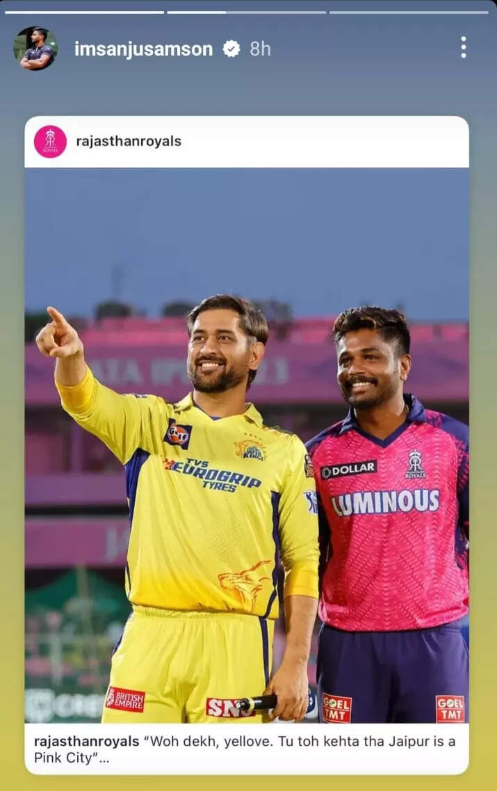 Sanju Samson's Instagram Stories Featuring MS Dhoni After Rajasthan ...