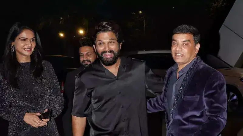 Allu Arjun And Sneha Reddy Twin In Black At Dil Rajus Granddaughters Birthday