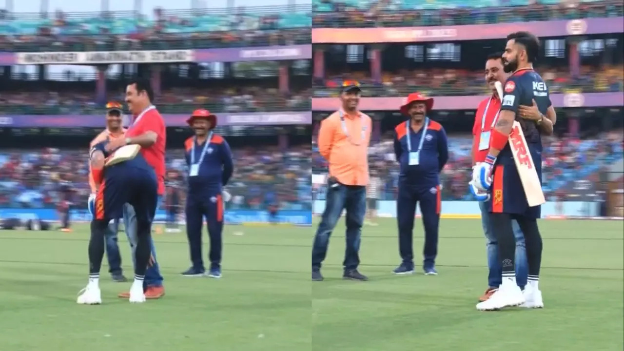 DC vs RCB: Virat Kohli Meets His Childhood Coach, Touches His Feet At Arun Jaitely Stadium ...