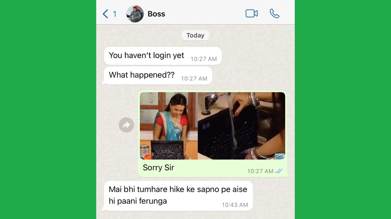Man Sends Gopi Bahu Washing Laptop Meme To Tell He's Late, Boss Says 'Hike Ke Sapno Pe Aise Hi ...