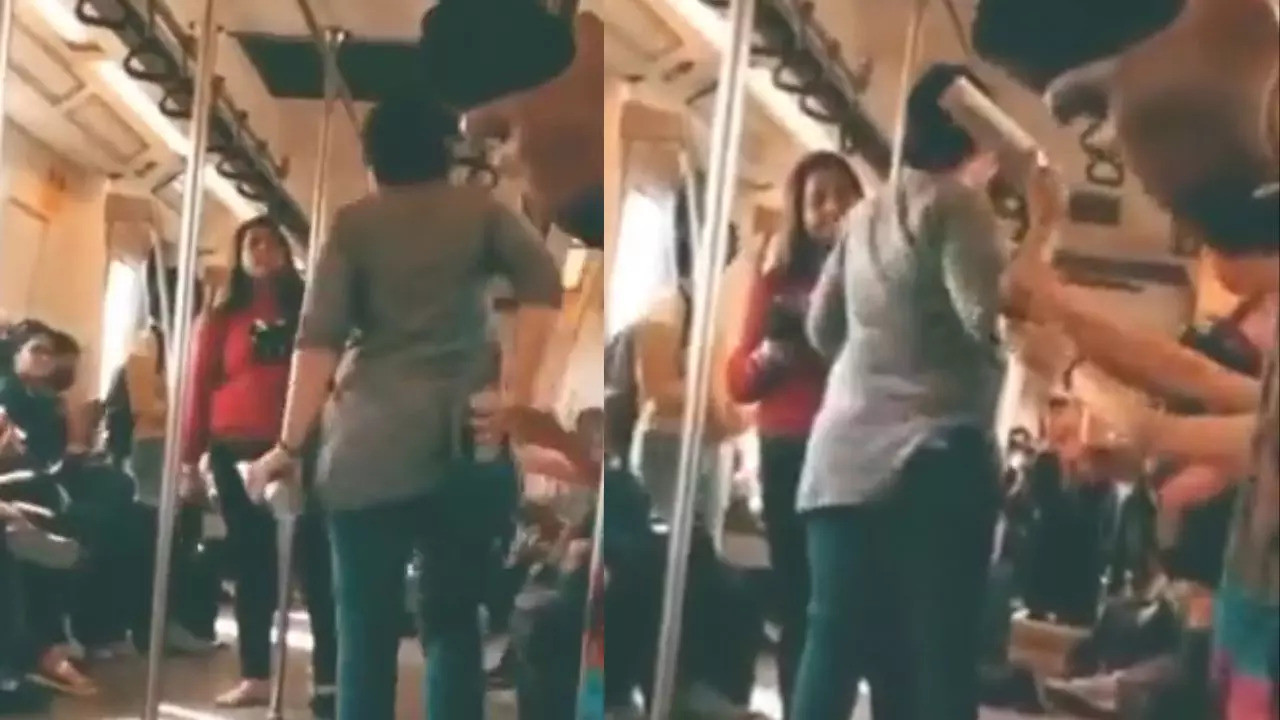 Delhi Metro Fight | Women Hurl Abuses, Tussle With Footwear And Water ...