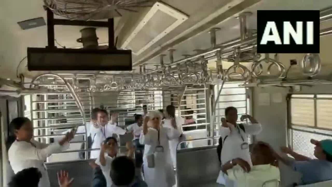 Passengers Perform Asanas Inside A Mumbai Local Train On 9th ...