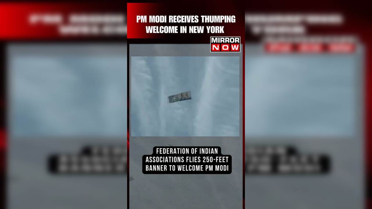 PM Modi in US: Indian Federation Flies 250 Ft Banner in New York ...