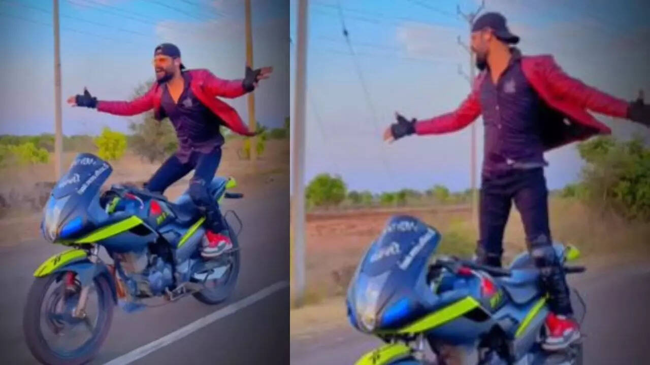Viral Video | Man's Dangerous Dance On A Moving Bike Labelled ...