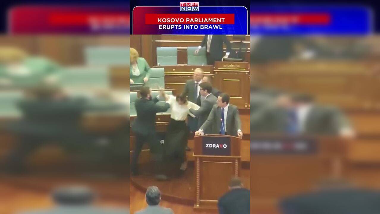 Huge Brawl Erupts In Kosovo Parliament, Debate Turns Chaotic