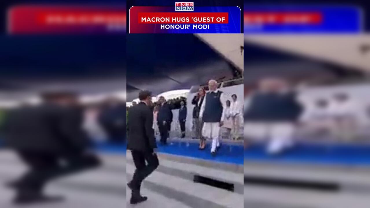 PM Modi and President Macron's Heartwarming Hug in Paris #shorts ...