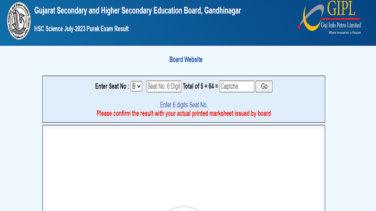 GSEB HSC Supplementary Result 2023 Released for Science Stream on gseb ...