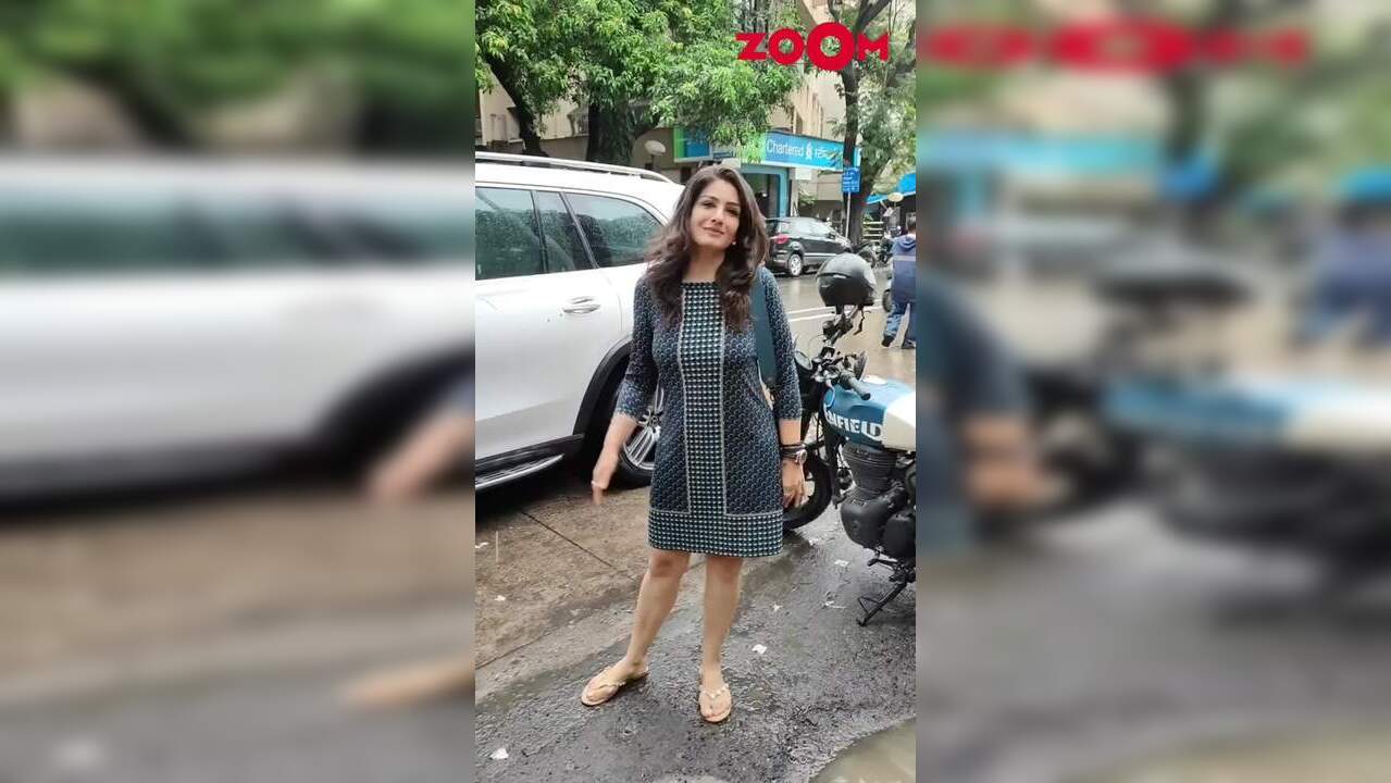 Raveena Tandon waits and poses for the paps as she gets spotted in the city