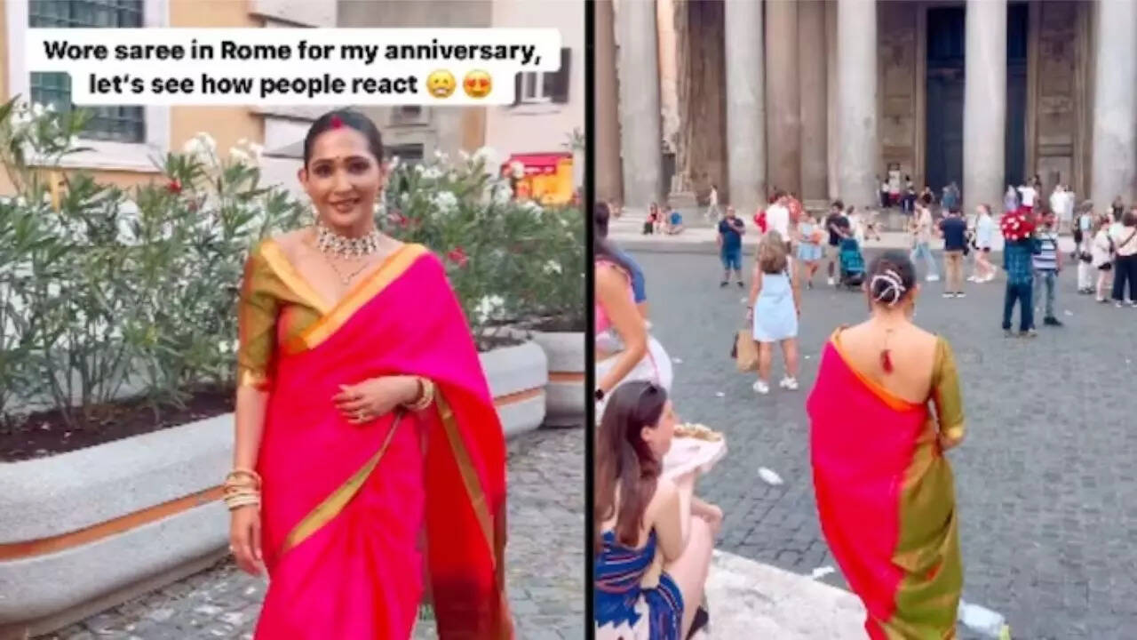 Viral Video: Saree-Clad Woman Captivates Rome, Foreigners in Awe. Watch ...