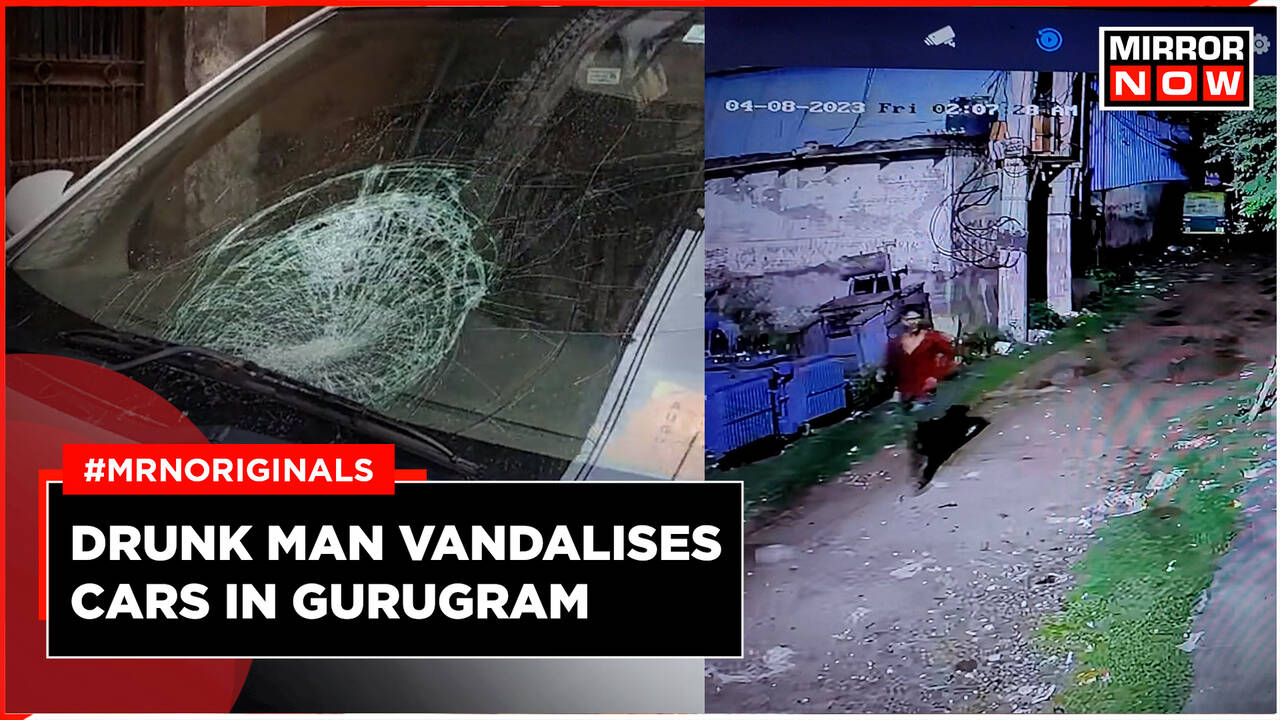 CCTV Clip Shows Drunk Man Vandalising Dozens on Cars in Gurugram ...