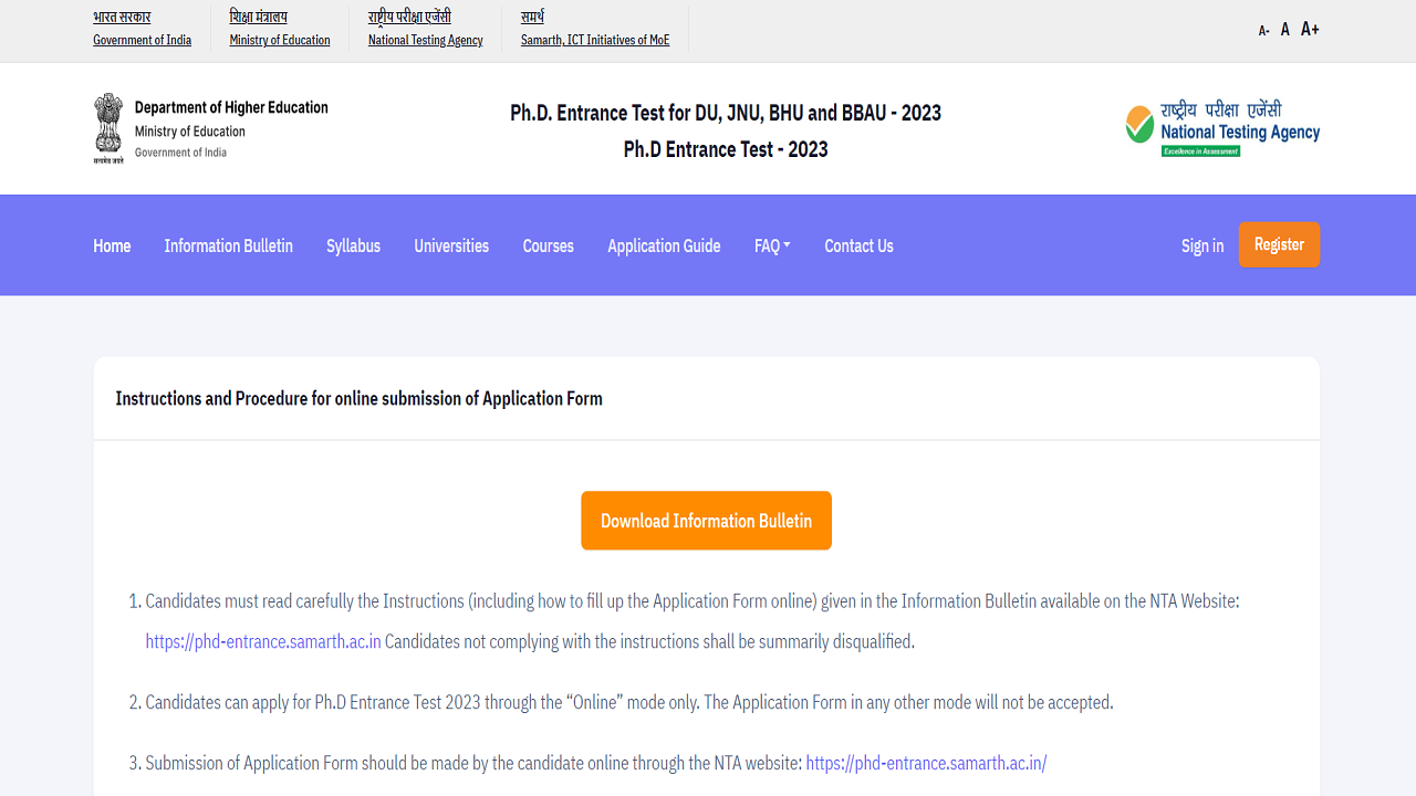 DU, JNU, BHU PhD Entrance Exam 2023 To be Conducted by NTA, Notice Released | Education News ...