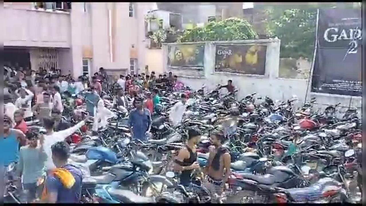 Huge Flag-Waving Crowd Gathers Outside Bihar Cinema For Gadar 2 ...