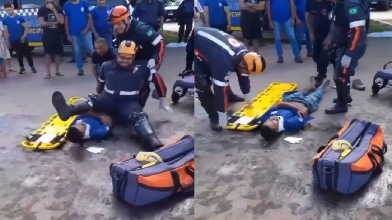Viral Video: Paramedic's Hilarious Fall Onto Injured Man Cracks Up ...